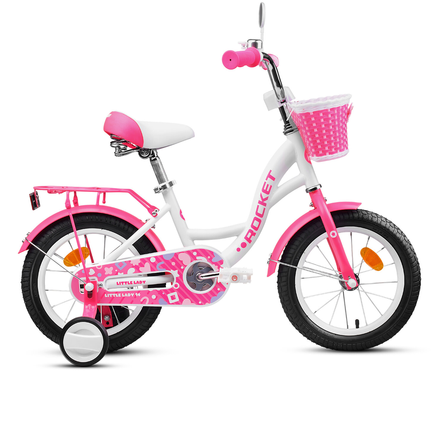 Велосипед 14" Rocket Little Lady, цвет белый/розовый, рост 105 - 120 см.