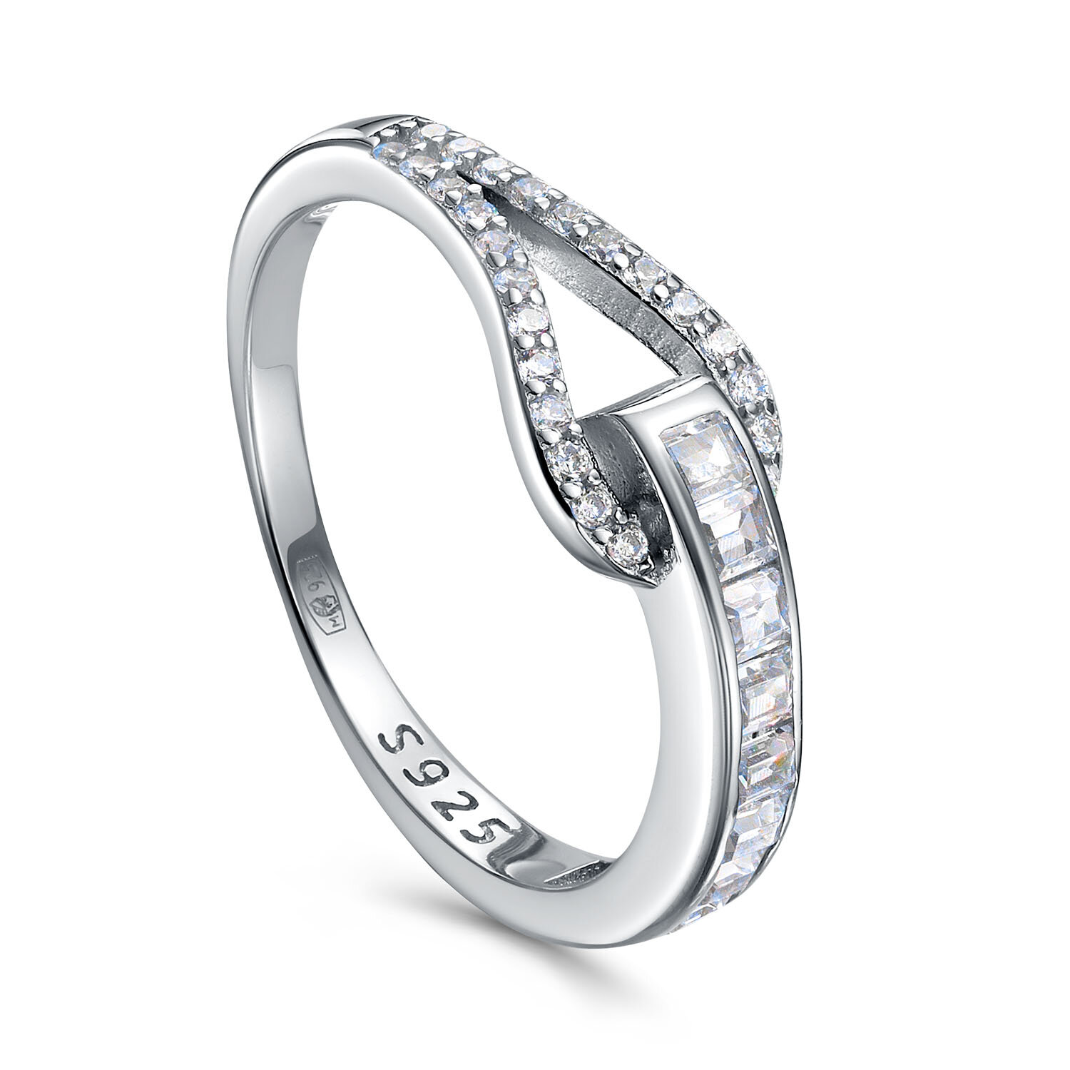 Кольцо, серебро, 925 проба, фианит