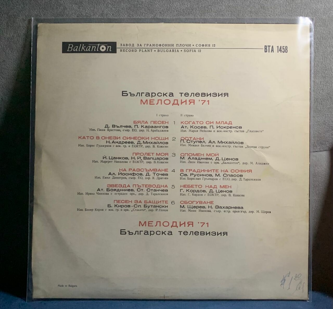 Мелодия '71 LP, VG/EX — фото 1