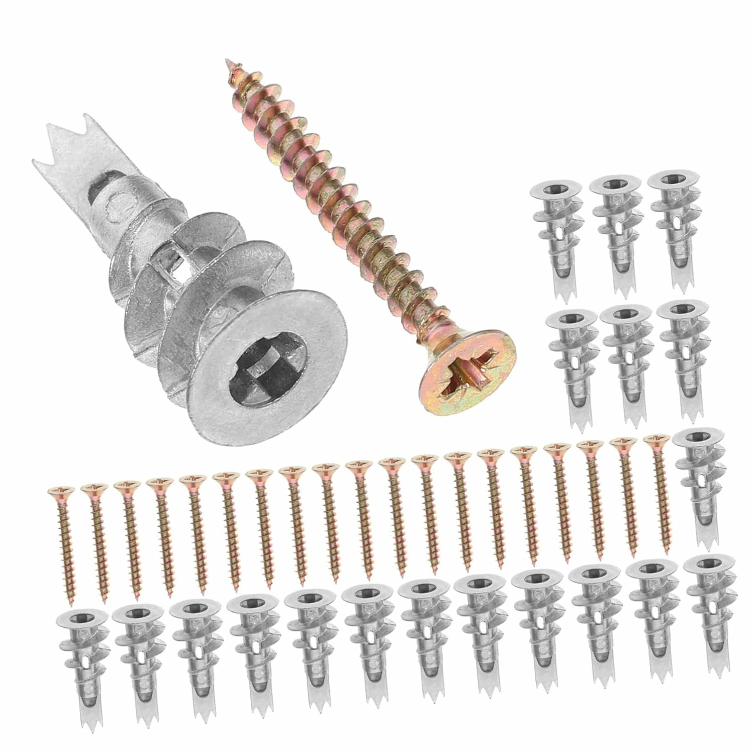 20 комплектов самосверлящих анкеров и шурупов для гипсокартона, а также конструкция для легкой установки рам и полок для