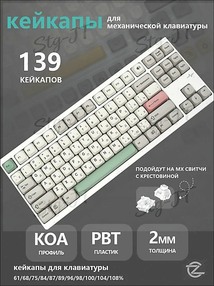 Кейкапы для механической клавиатуры русские, pbt кейкапы, кейкапы koa, Пакет включает 139 штуки