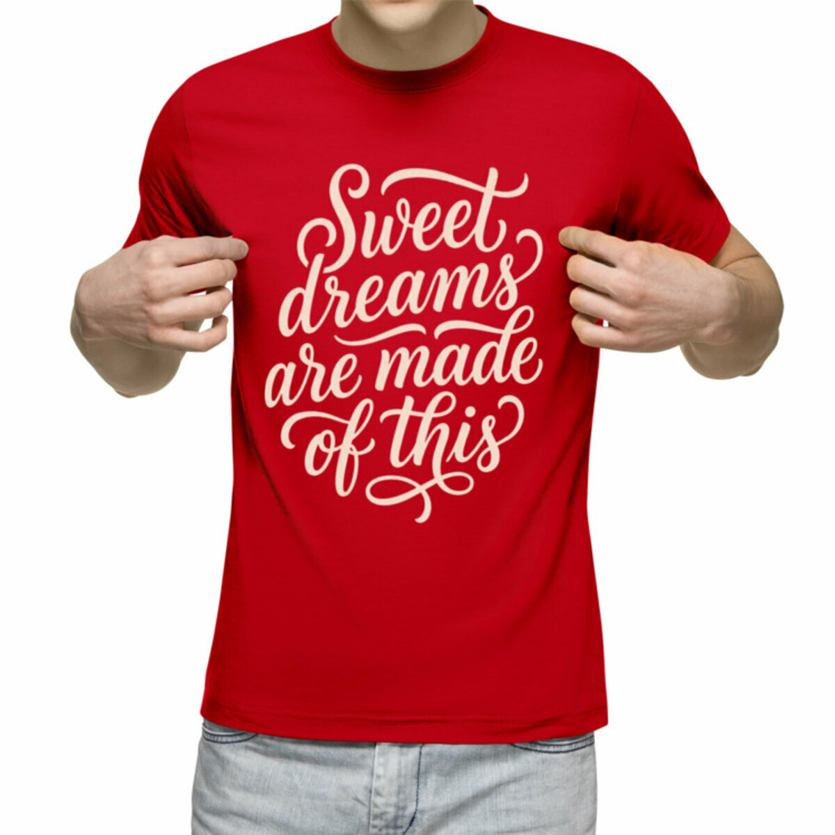 Мужская футболка «Sweet dreams are made of this» (красный, S)