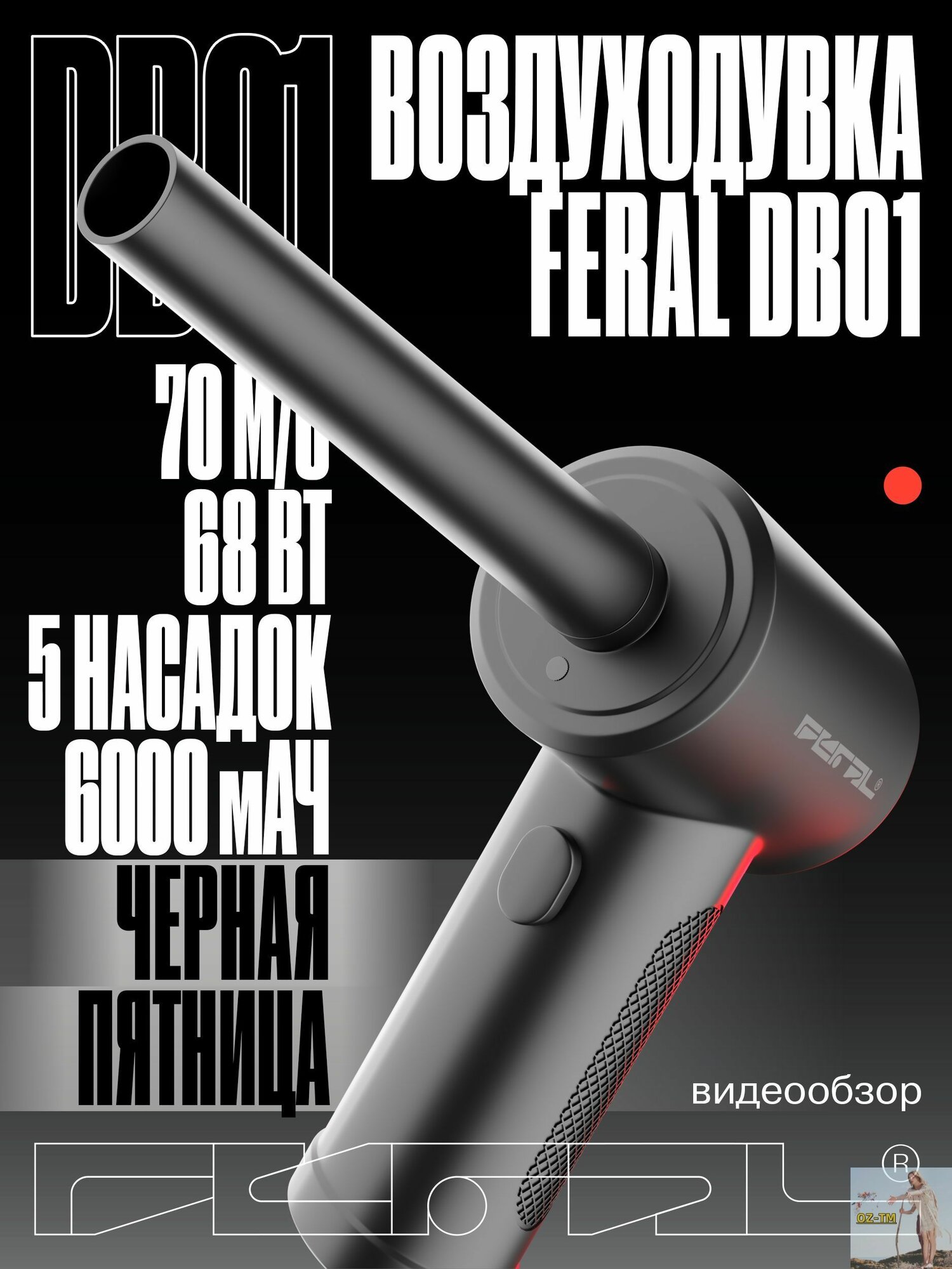 Воздуходувка аккумуляторная портативная для компьютера Feral DB01