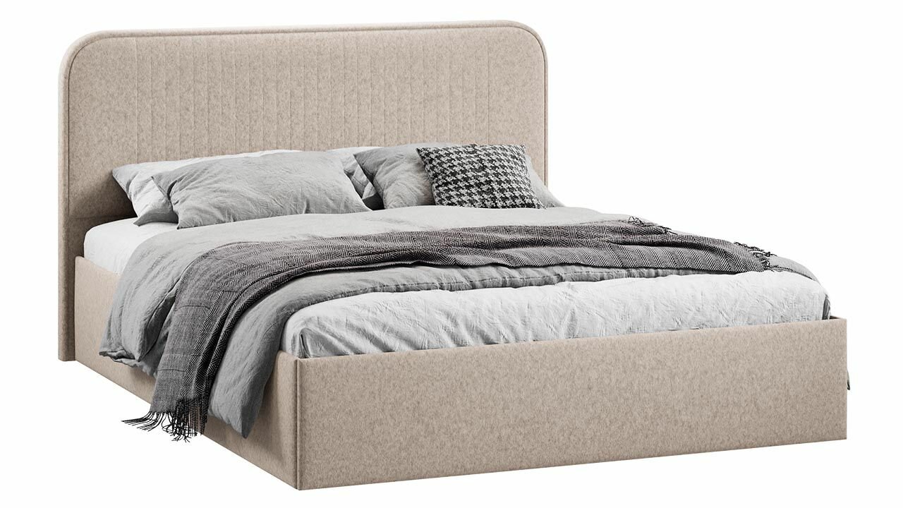 Кровать с ПМ Тиффани Тип 1 с заглушиной Микровелюр Jercy Cream