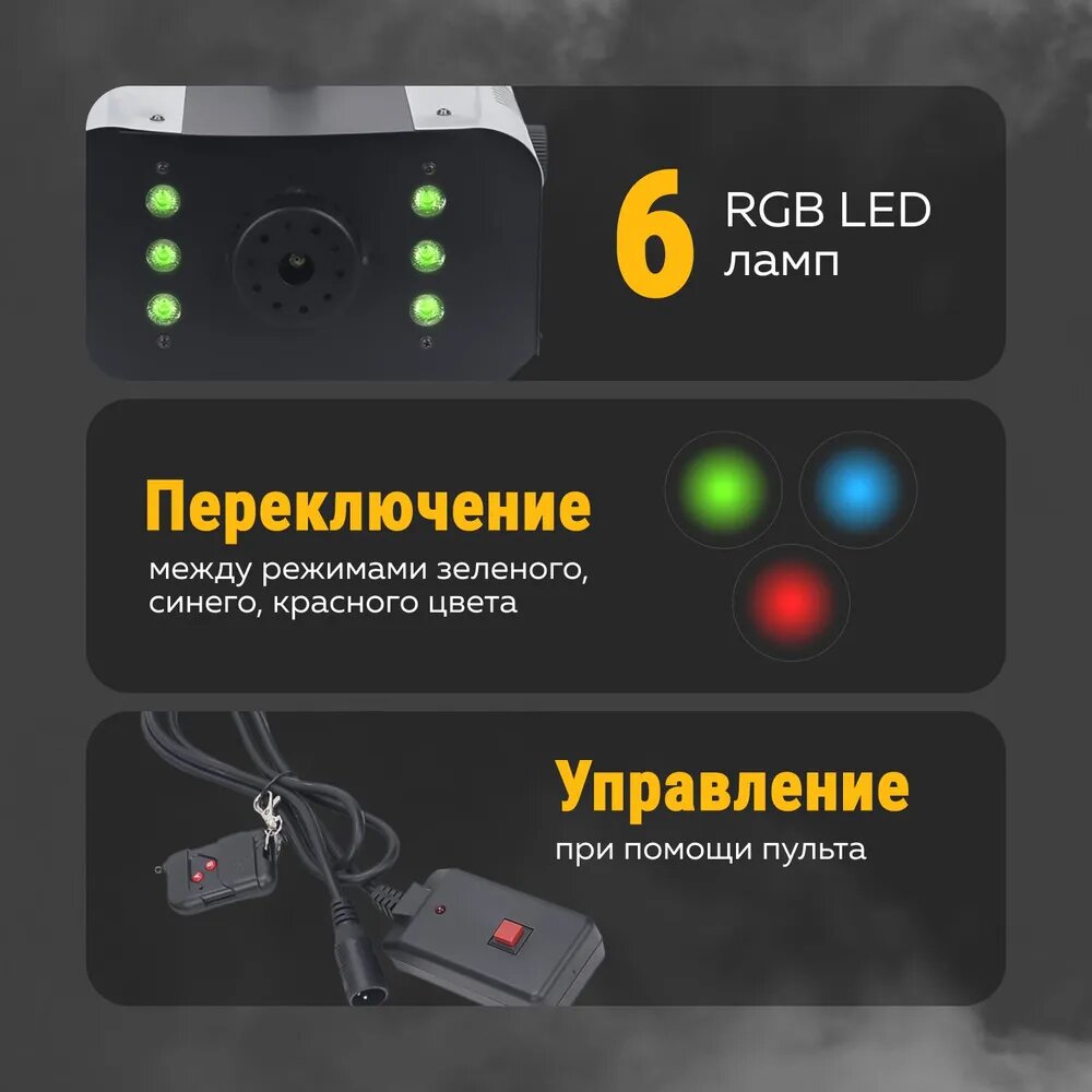 Генератор дыма Fog Machine 1500Вт с проводным пультом управления, для сцены, дискотеки — фото 1