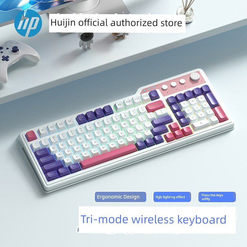 Клавиатура HP K360 беспроводная с механическим тактильным ощущением, подсветкой, 3-режимным подключением, 99 клавишами,