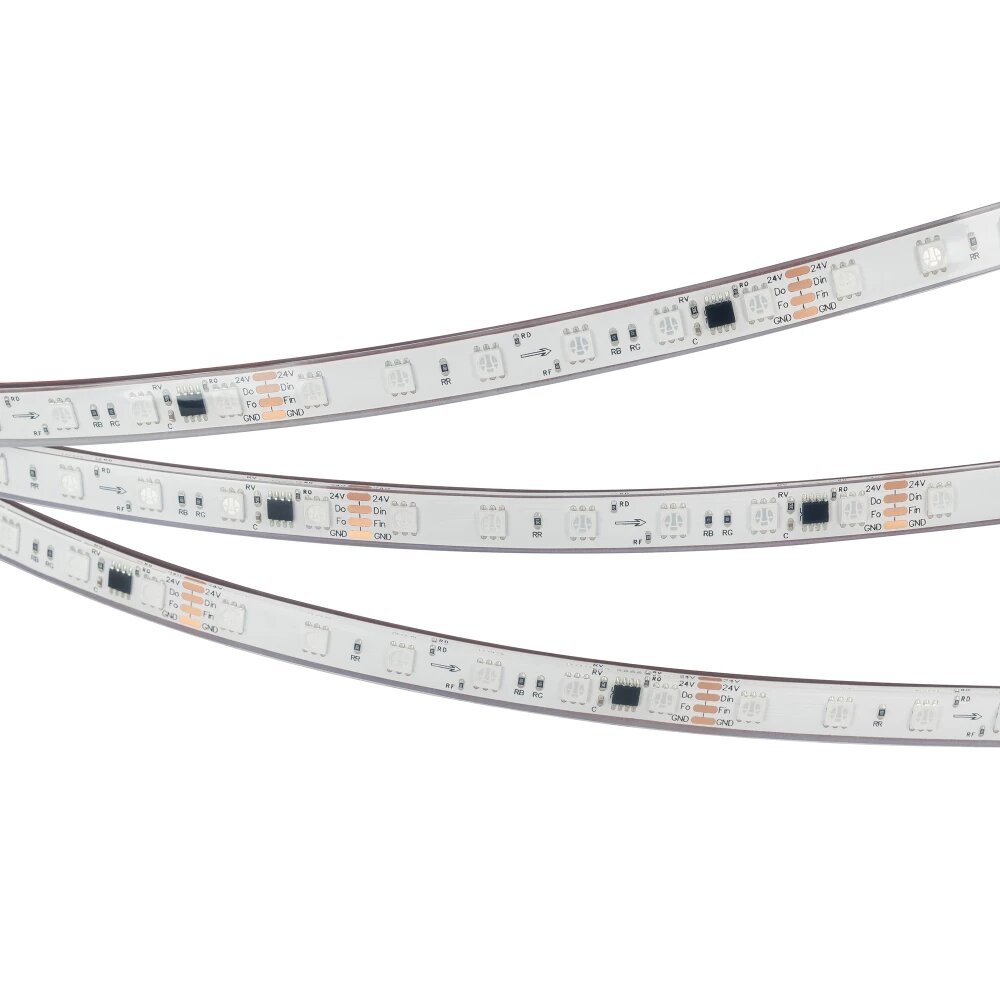Лента герметичная SPI-PFS-B60-12mm 24V RGB-PX6-BPT (12 W/m, IP68, 5060, 5m) (Arlight, бегущий огонь) 039602
