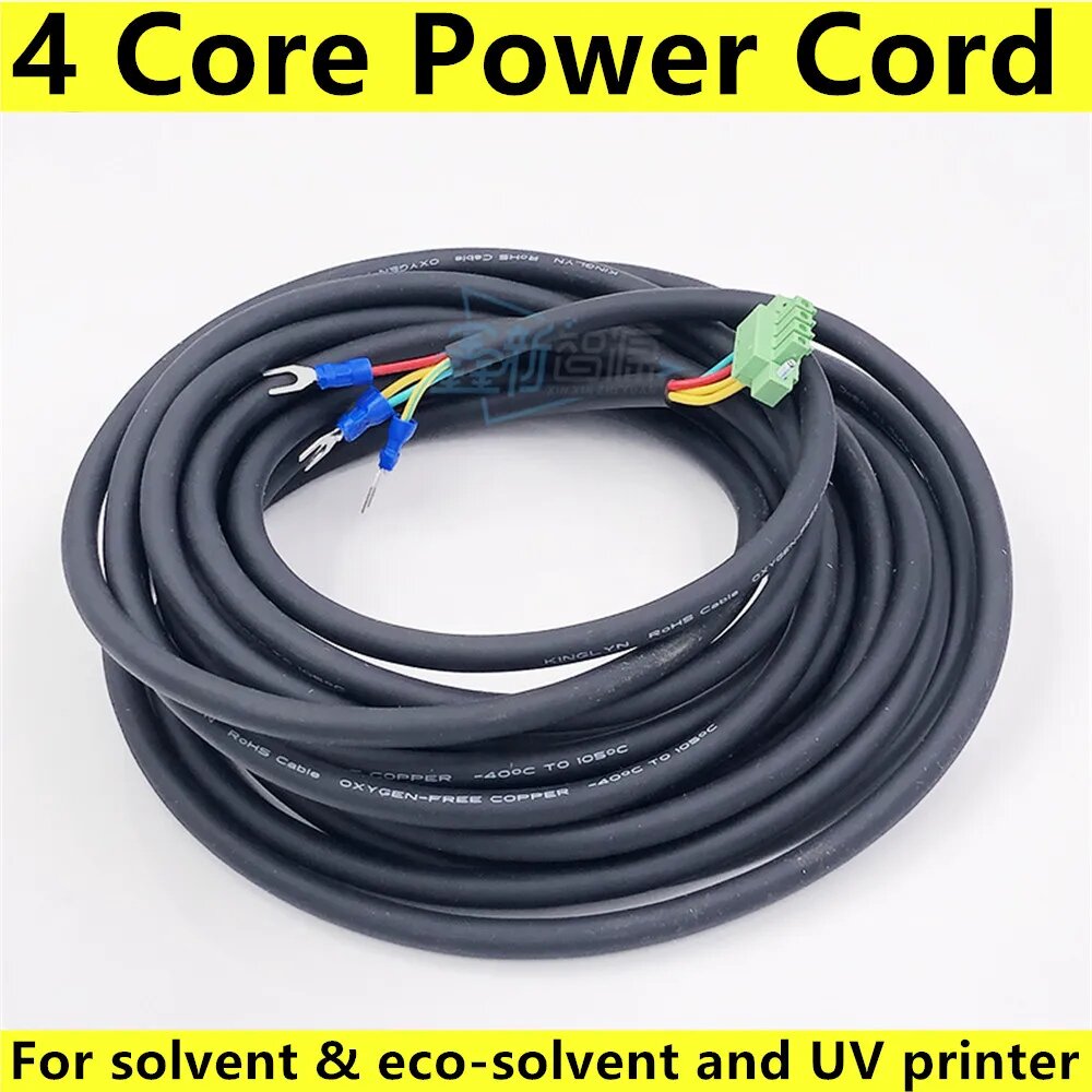 Шнур питания экосольвентного принтера, 4 контакта для сольвентного принтера, 4 ядра, силовой кабель 7 м, 7 м для планшетного УФ-принтера, провод питания