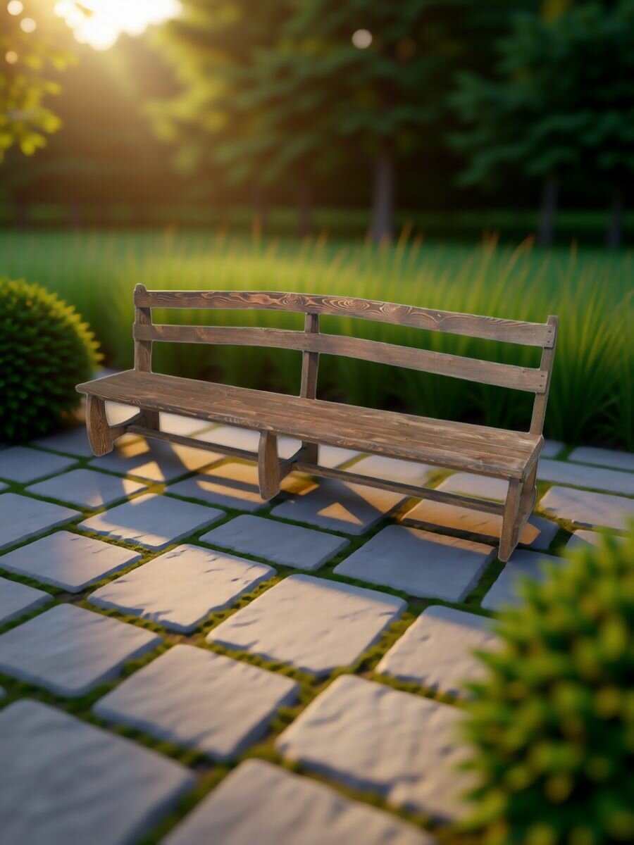 Скамья деревянная Ирбея №13, 210х60х45/97 см. натуральное дерево, массив сосны