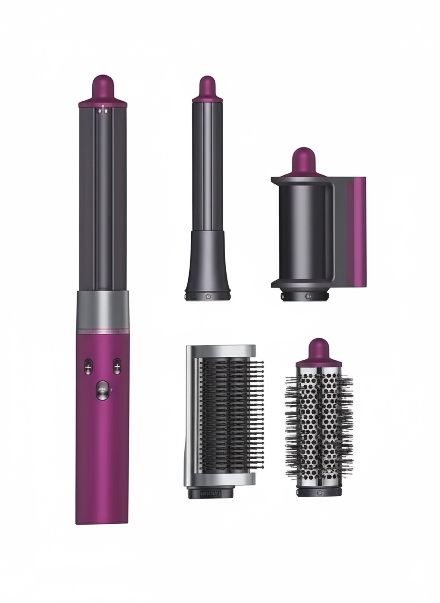 Профессиональный стайлер для волос, плойка для локонов, фен с насадками для укладки расческа 5 в 1, розовый