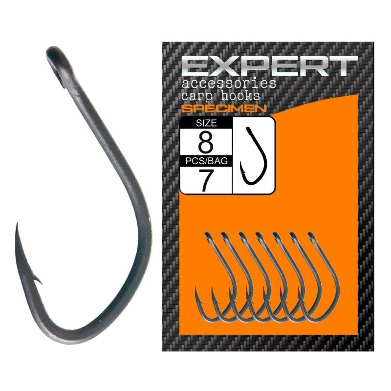 Крючки Carp Pro Teflon Specimen, №8, кованый поддев, матовое тефлоновое покрытие, 7 шт.