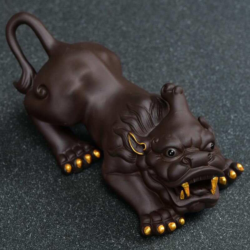 Фиолетовый глиняный чайный питомец, большой орнамент Lucky Pixiu, домашний набор для кунг-фу чая, чайная игра, аксессуары для чайной церемонии