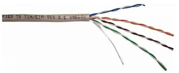 Кабель информационный Lanmaster категория 5E, UTP, 4 пары, 24AWG PVC, внутренний, 100 м, серый (TWT-5EUTP-XS/100)