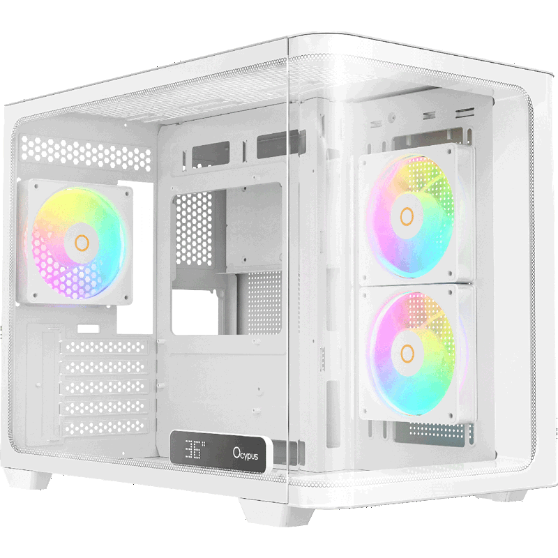 Корпус ПК Ocypus Iota C50 Curve WH ARGB, Mini-Tower, белый, 3×120 мм ARGB, 2×USB‑A 3.0 + 1×USB‑C, mATX, mITX