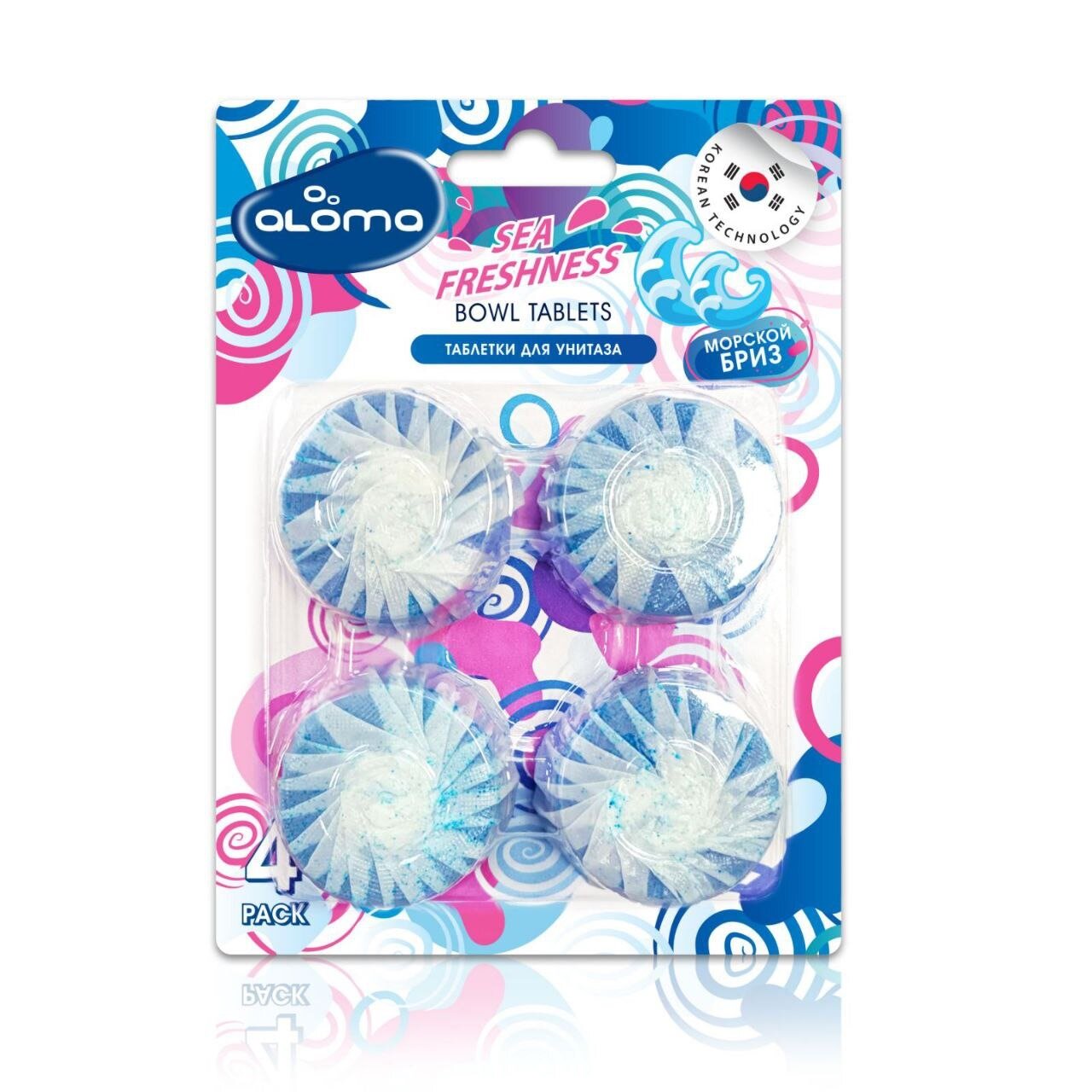 Освежитель для сливного бачка ALOMA морской бриз таблетки 4шт