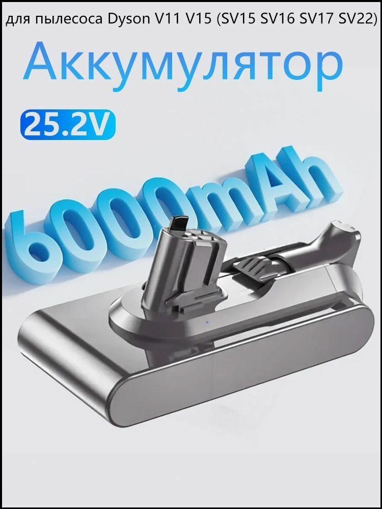 Эксклюзивная батарея 6000mAh для пылесосов Dyson моделей V15 Detect Absolute Extra, V11 Absolute Extra Pro, SV14, SV16, SV22 Outsize и SV17, артикулы 97144705 и 97014502