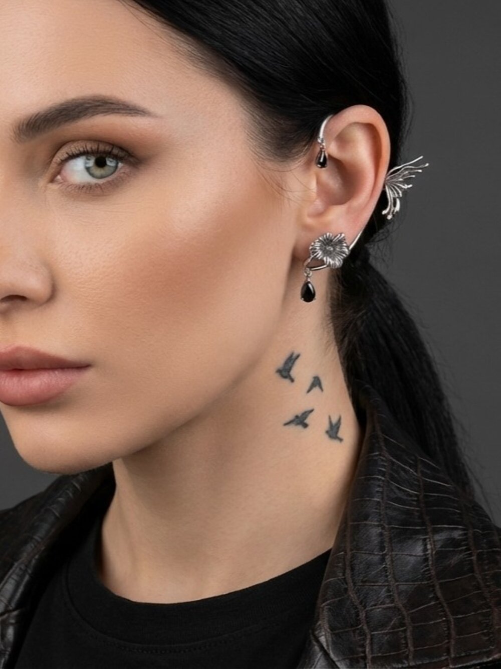 Моносерьга кафф, фианит