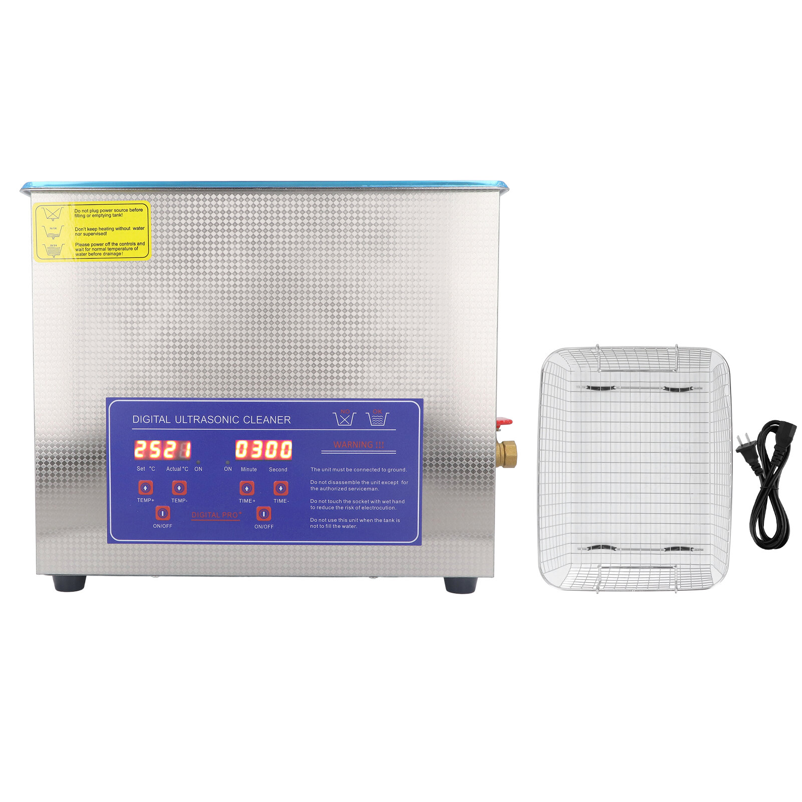 Ультразвуковая ванна 10л, 240Вт, 40кГц, с нагревом, US вилка 100-120В