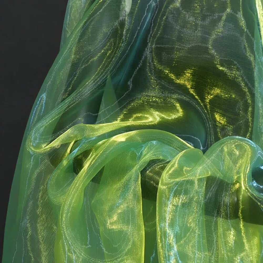 Градиентная органза 100x150 см Изумрудный, Green Yellow