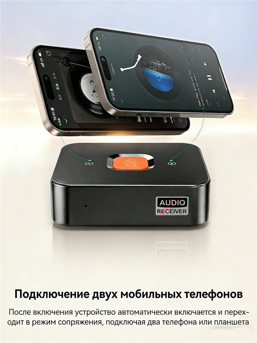 Адаптер Bluetooth 6.0 для аудио с разъемами 3.5 мм и RCA, беспроводное стереоподключение для усилителя, телефона, консоли, микшера.