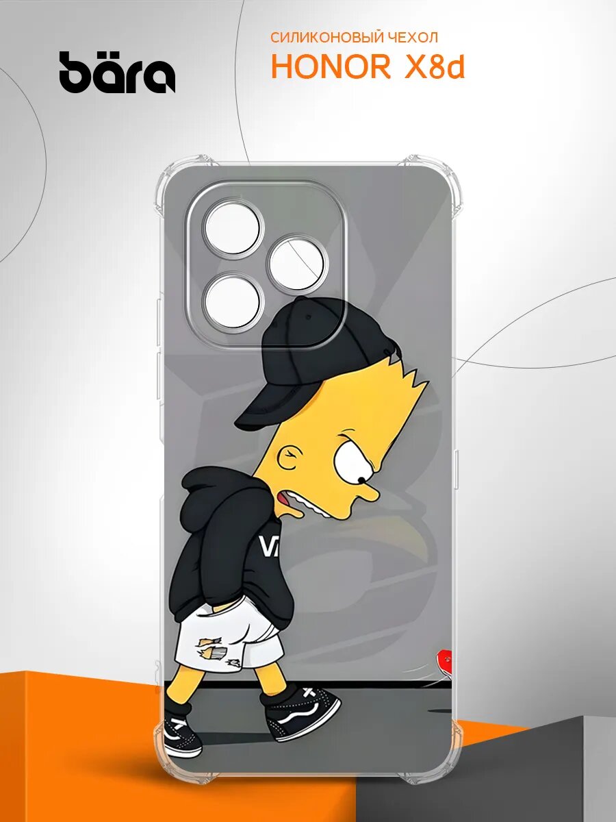 Чехол на Honor X8d/ Хонор Х8д накладка, защита камеры и углов, силиконовый, с принтом
