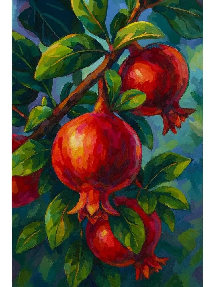 Алмазная Мозаика "Гранатовый Цвет" 30x40 См, Безрамная, Идеальна Для Дома, Украшения, Подарков.