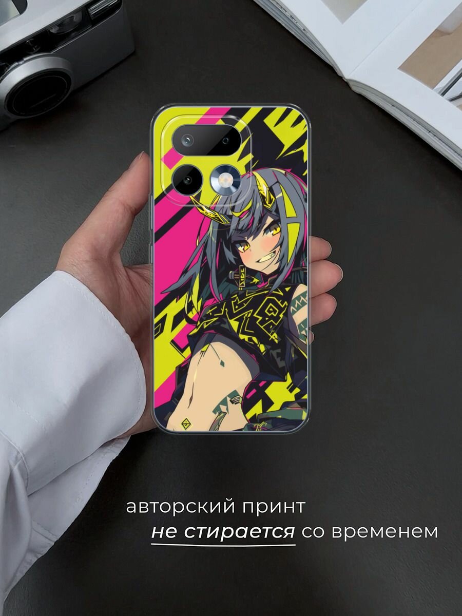 Чехол на Realme 16 Pro / Реалме 16 Про с принтом Девушка в кибер костюме — фото 1