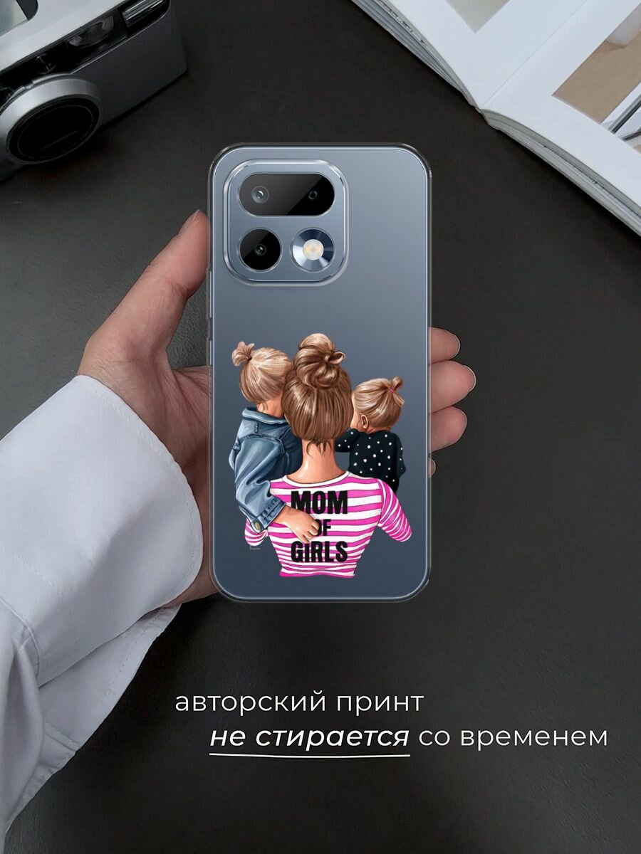 Чехол на Realme 16 Pro / Реалме 16 Про с принтом Mom of Girls, прозрачный — фото 1