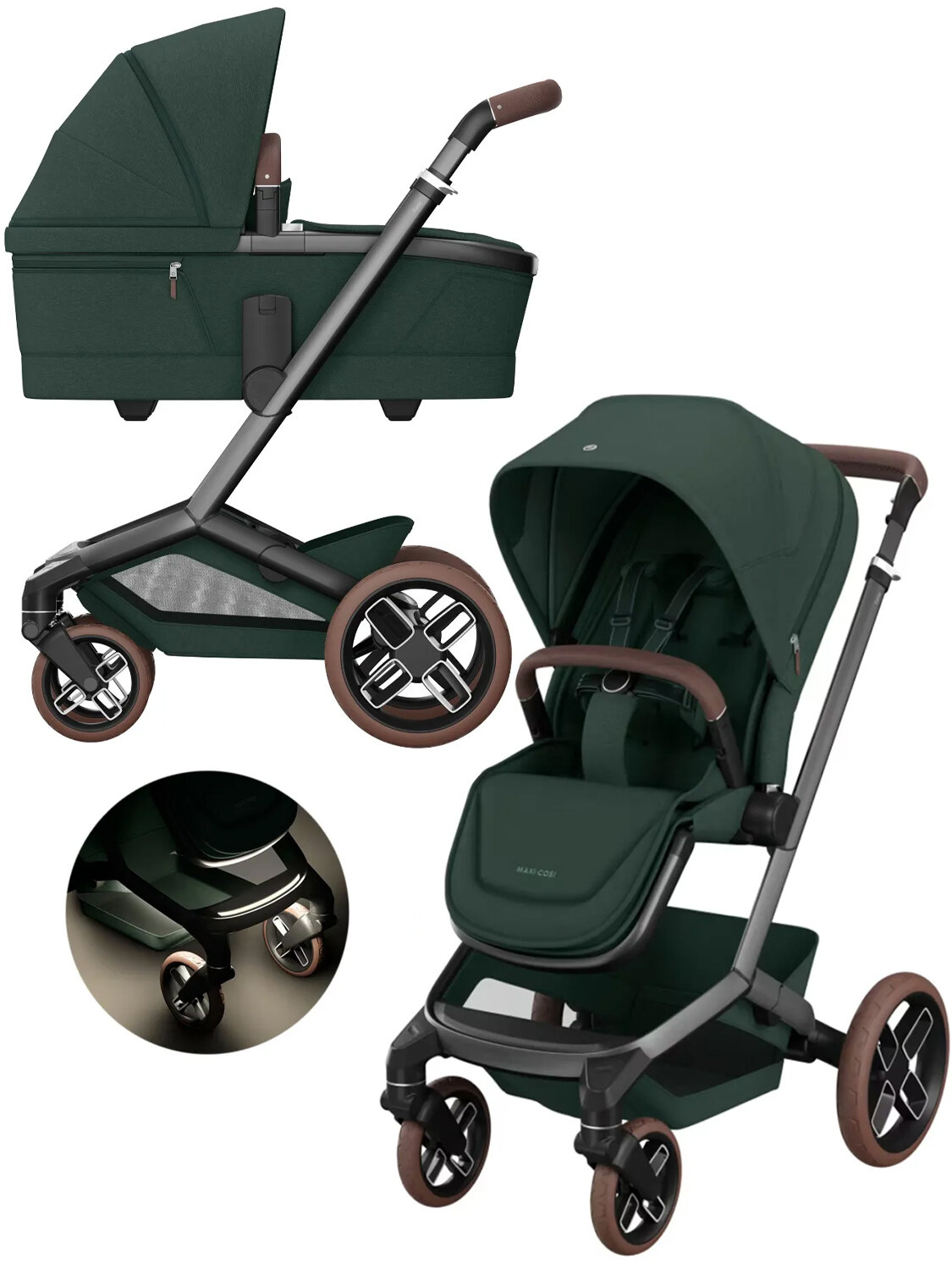 Коляска 2 в 1 Maxi-Cosi Fame Twillic Green (2 коробки)