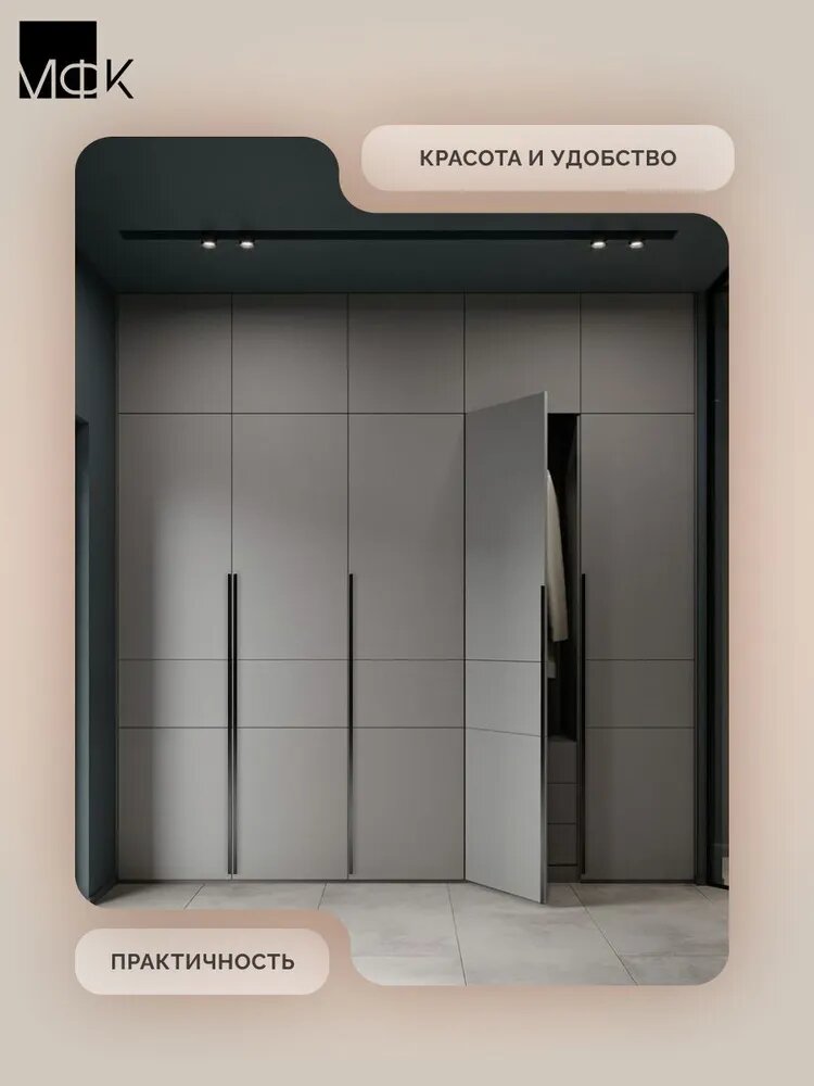 Ручка мебельная профильная торцевая черная матовая 4 шт. 1200 мм. — фото 1