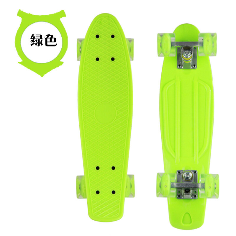 Ев Шен пластиковая рыбка скейтборд для юношей, зеленый 22 дюйма, 4 колеса, легкий пластиковый доска для уличного катания