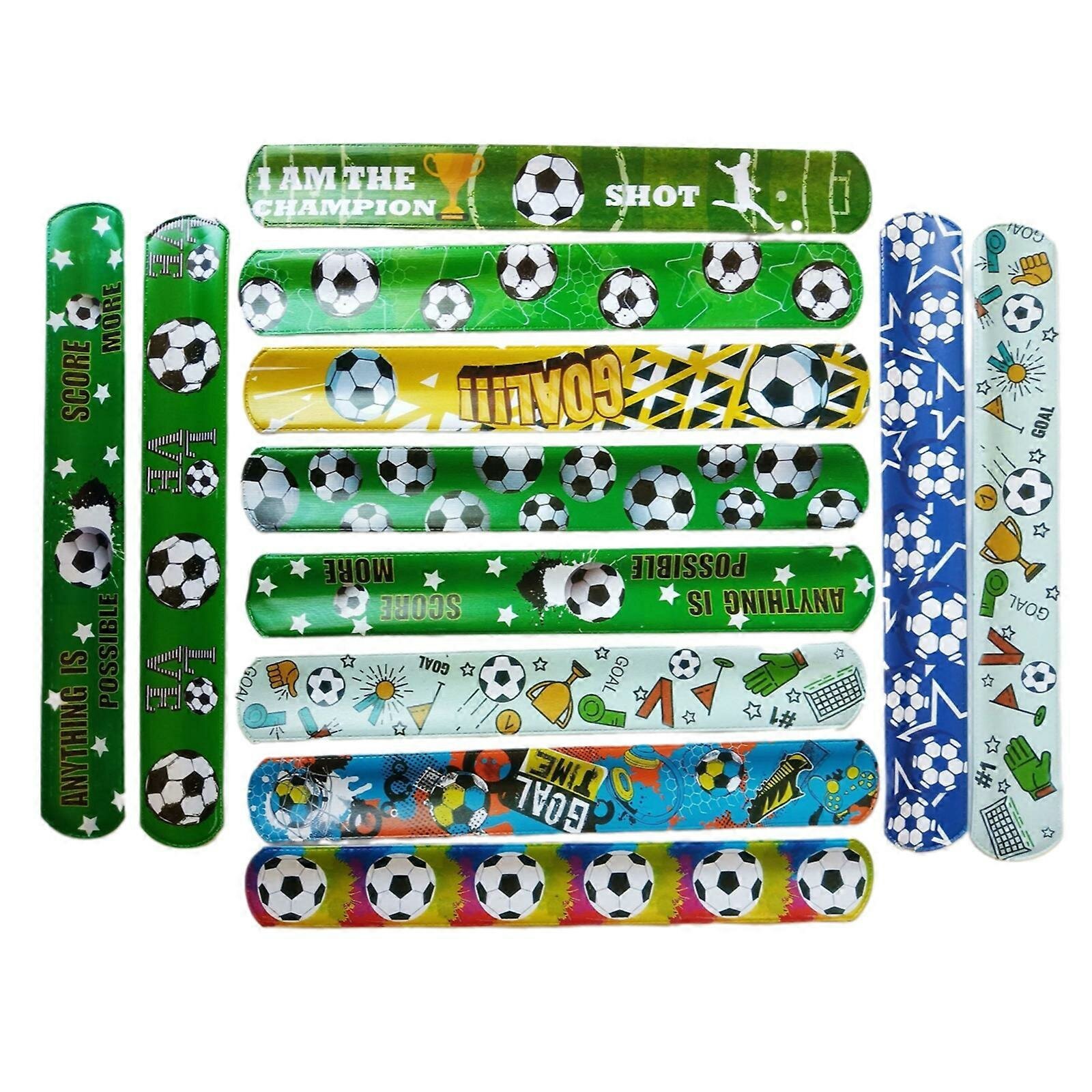 12 штук браслетов-хлопушек для спортивных вечеринок, браслеты-хлопушки с футбольным рисунком в виде кругов, браслеты-хло