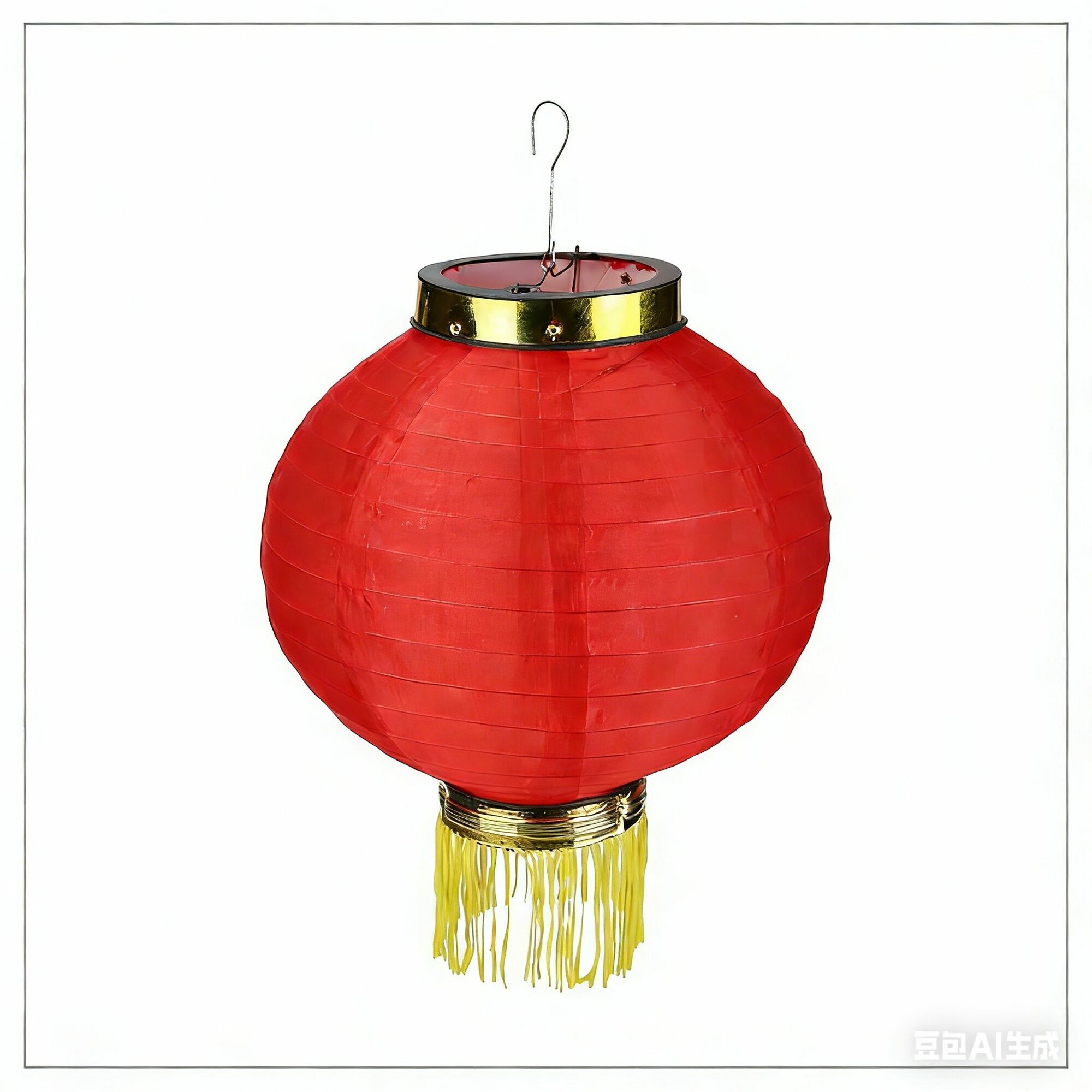 Красный фонарик из плотной ткани с кисточкой, 25 см