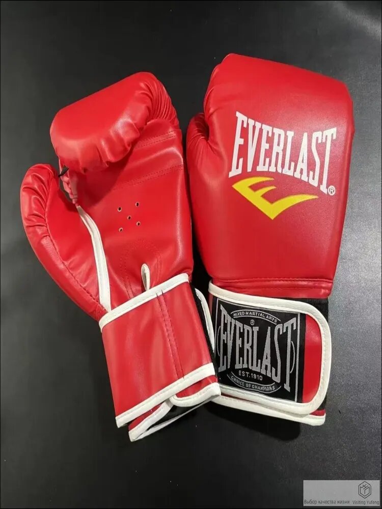 Everlast Перчатки боксерские 8 размера для тайского бокса, красные, из искусственной кожи, для детей