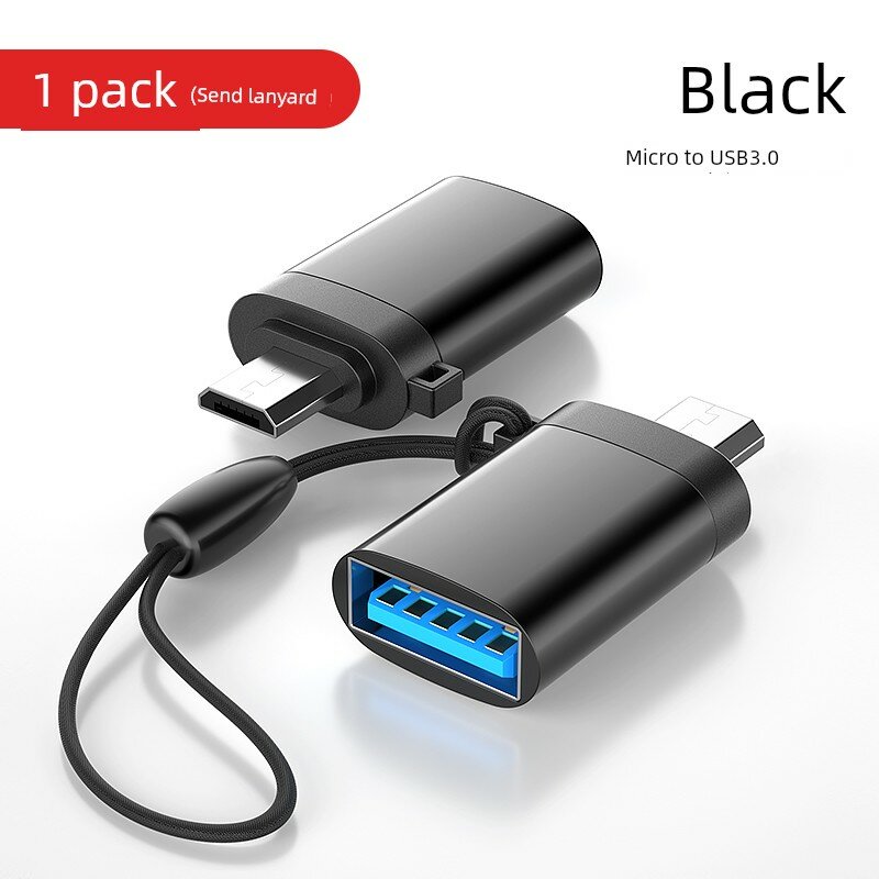 Адаптер Micro USB к USB 3.0 с алюминиевым корпусом, черный, 1 шт. для устройств iPhone/iPad