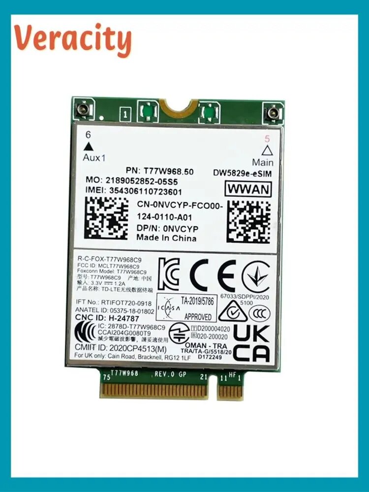 T77W968.50 DW5829e-ESIM Модуль Модема M.2 4G Для Ноутбука 7320 7330