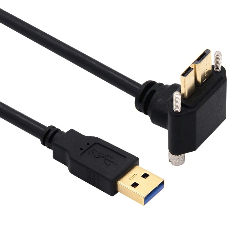 0.3 м Золотой кабель USB 3.0 Type-A прямой изгиб к Micro-B с восходящим изгибом для внешнего хранения