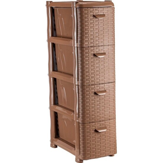 Комод узкий Idea ротанг (4 секции) М 2814 Бежевый ротанг