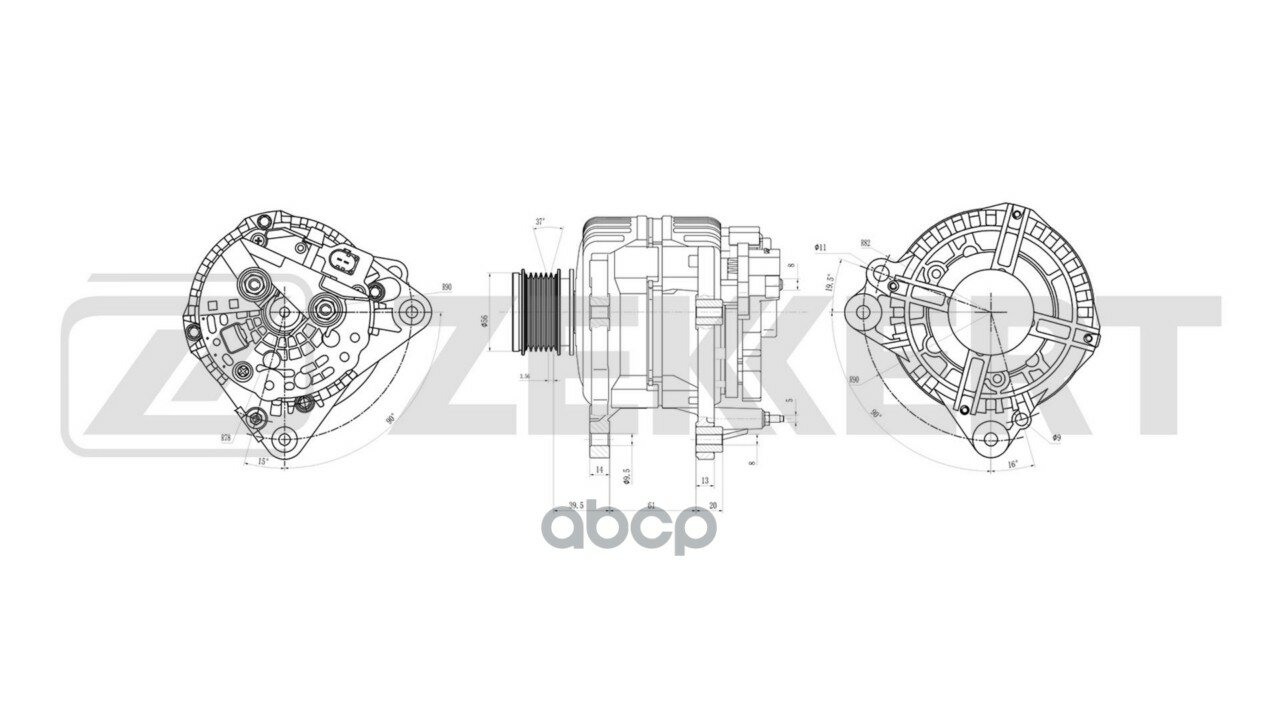Генератор VW Polo III IV 00- Golf IV 97- Ford Galaxy 99- Audi A4 95- A3 98- TT 98- Zekkert арт. ge-1054