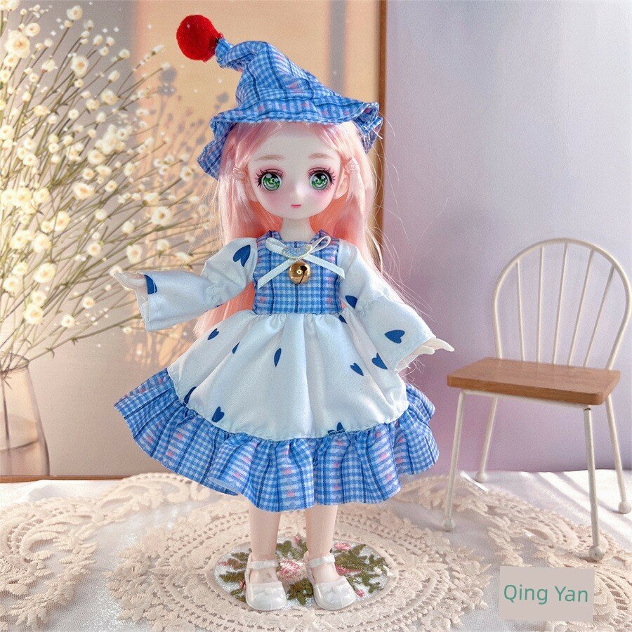 Цинь Янь аниме-куколька с карикатурными глазами 23 см BJD для девочек, сменные наряды, простая упаковка