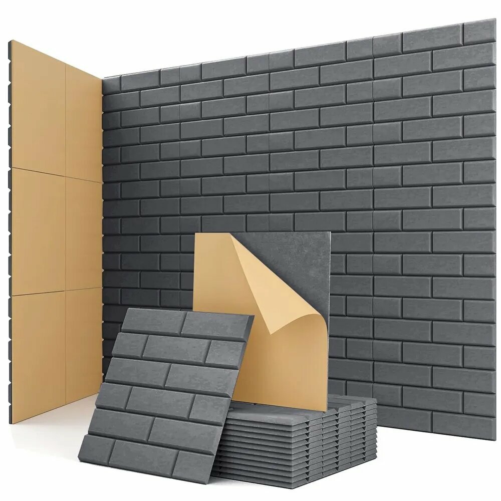 BEIYIN 12. шт Шумоизоляция Панель 300X300X9MM Звукоизоляционная самоклеящаяся Интерьерный декор