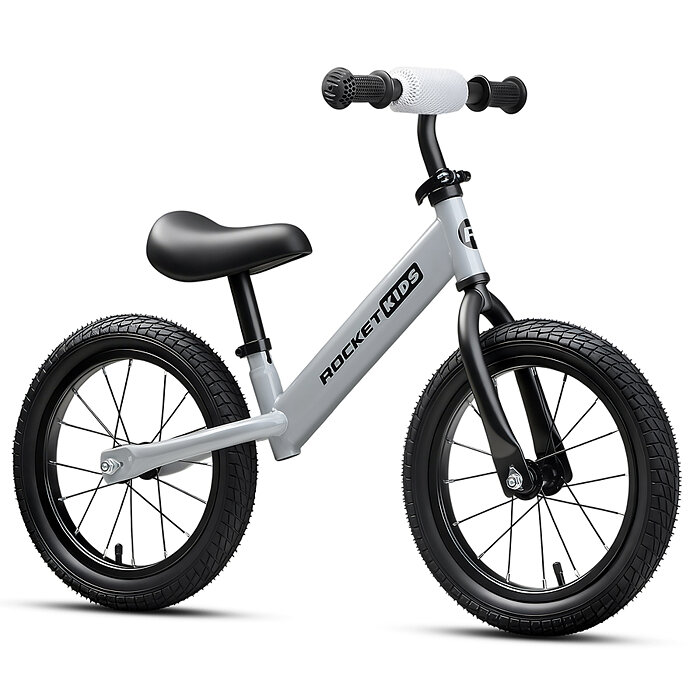 Беговел 14" Rocket R0045NEW-GR, колеса надувные, цвет серый