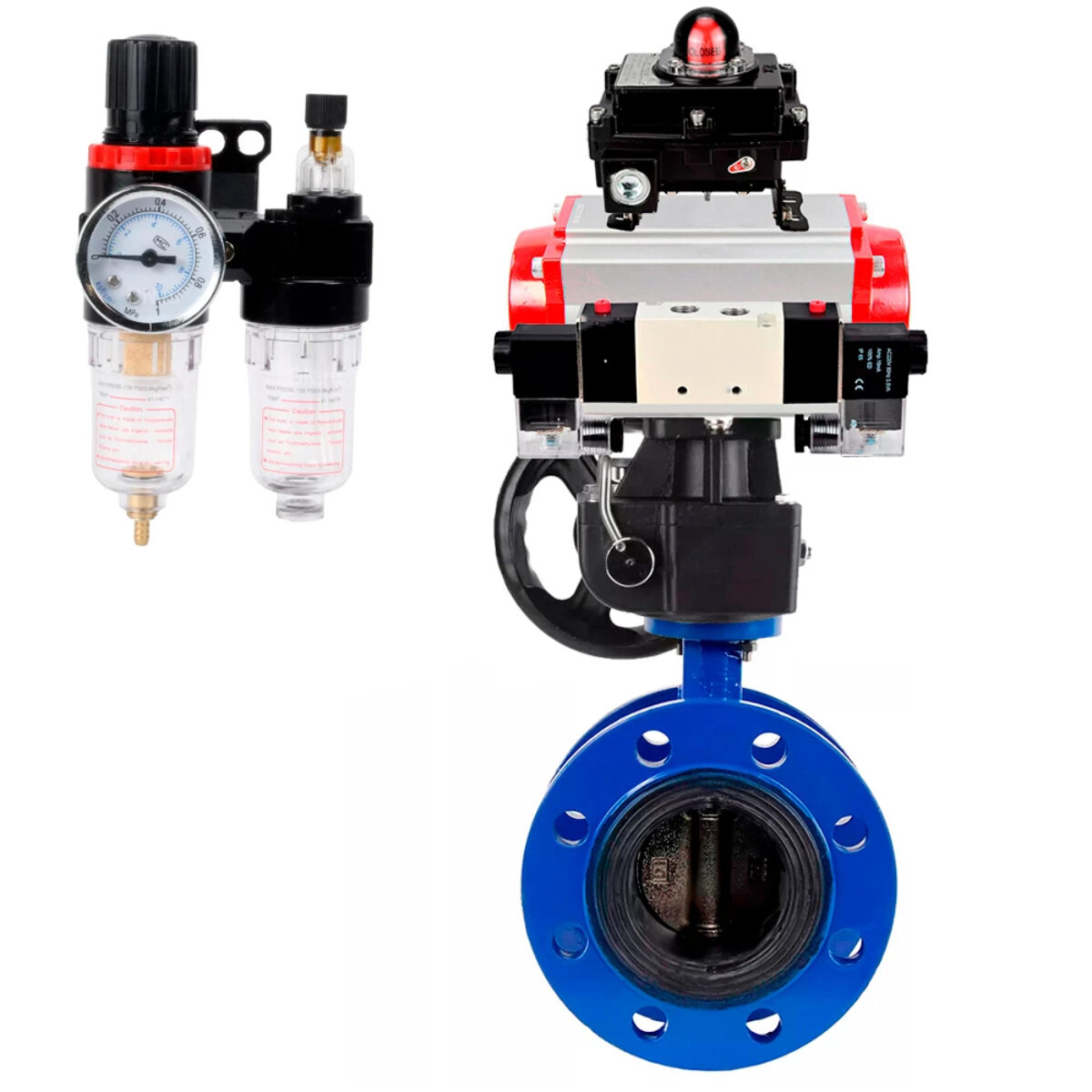 Затвор DN.ru GGG40-304-EPDM-2W-F-H Ду100 Ру16, с пн. прив DA-105, пн. расп PND1-T10 NAMUR, РД HDM-3, БКВ LSB-410, БПВ