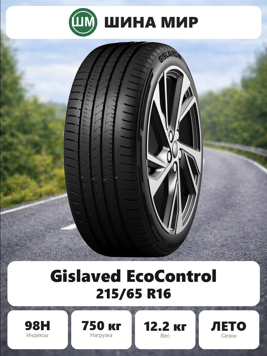 Автомобильная шина Gislaved EcoControl 215/65 R16 98H Летняя Нешипованная