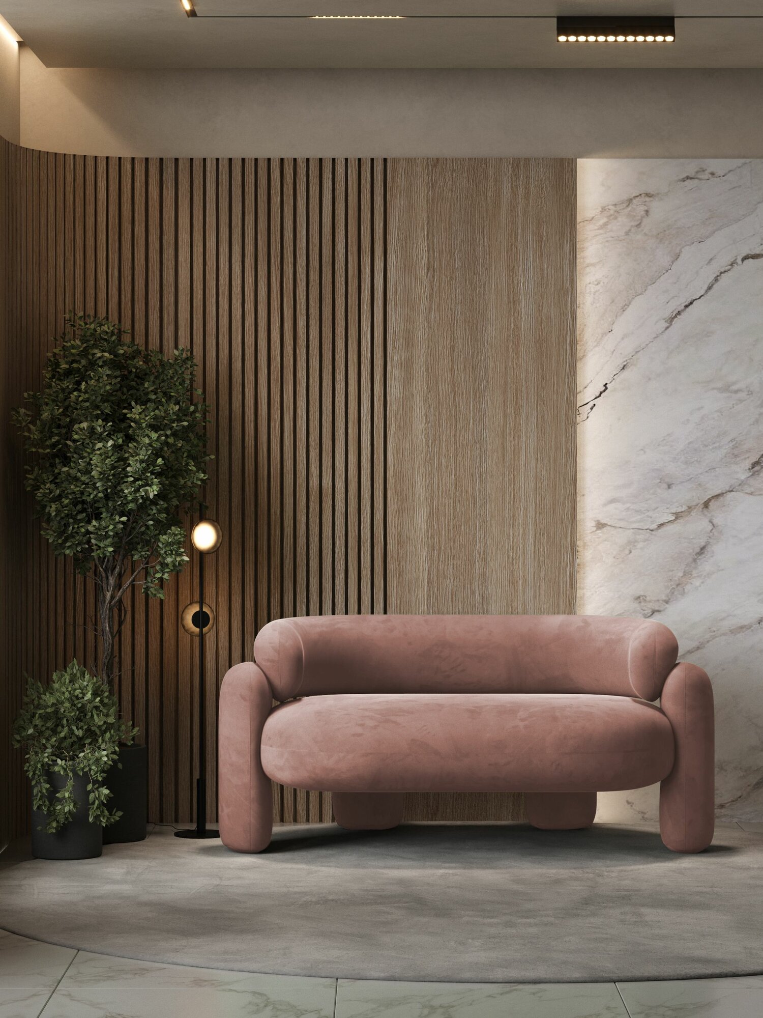 Диван дизайнерский CHICCO, велюр 144 см, розовый цвет, нераскладной