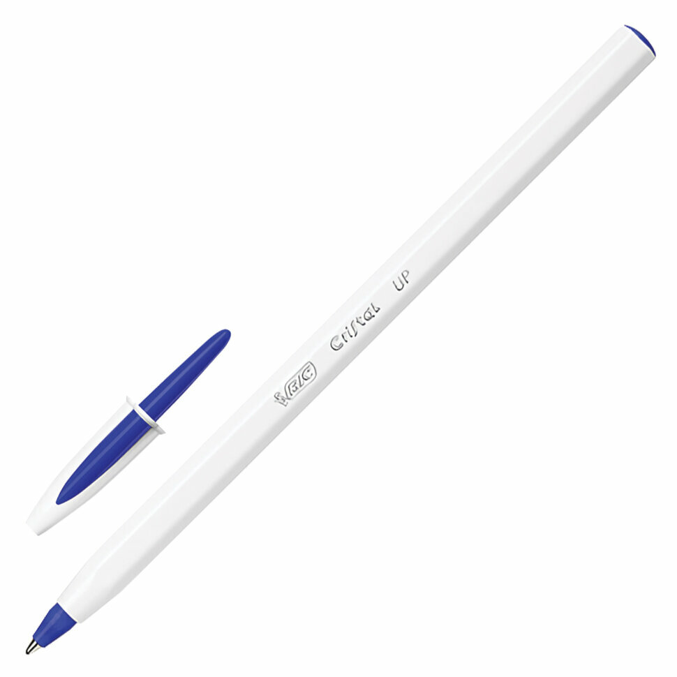 Ручка шариковая BIC "Cristal UP", синяя, корпус белый, узел 1,2 мм, линия письма 0,35 мм, 949879, 142916