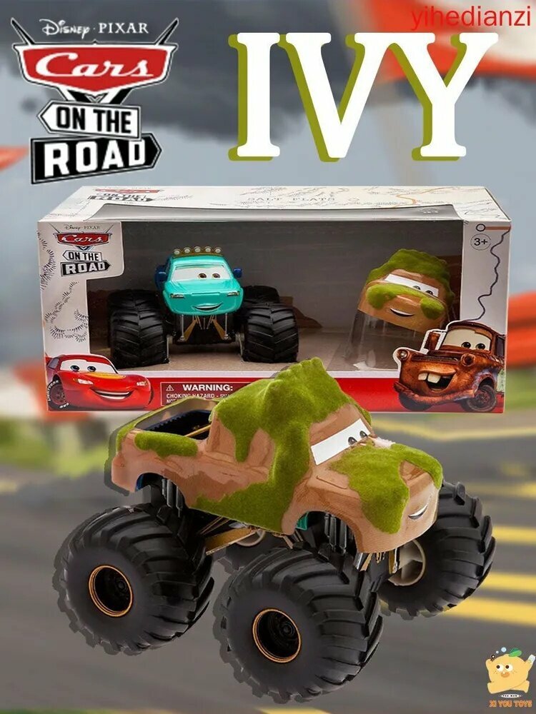 Дисней Disney Pixar Cars on The Road Ivy / Игрушка-монстр-трак, Отлитая Под Давлением, С Кузовом, Окрашенным В Огненный Цвет, Подходит Для Детей В Возрасте От 3 Лет И Старше.