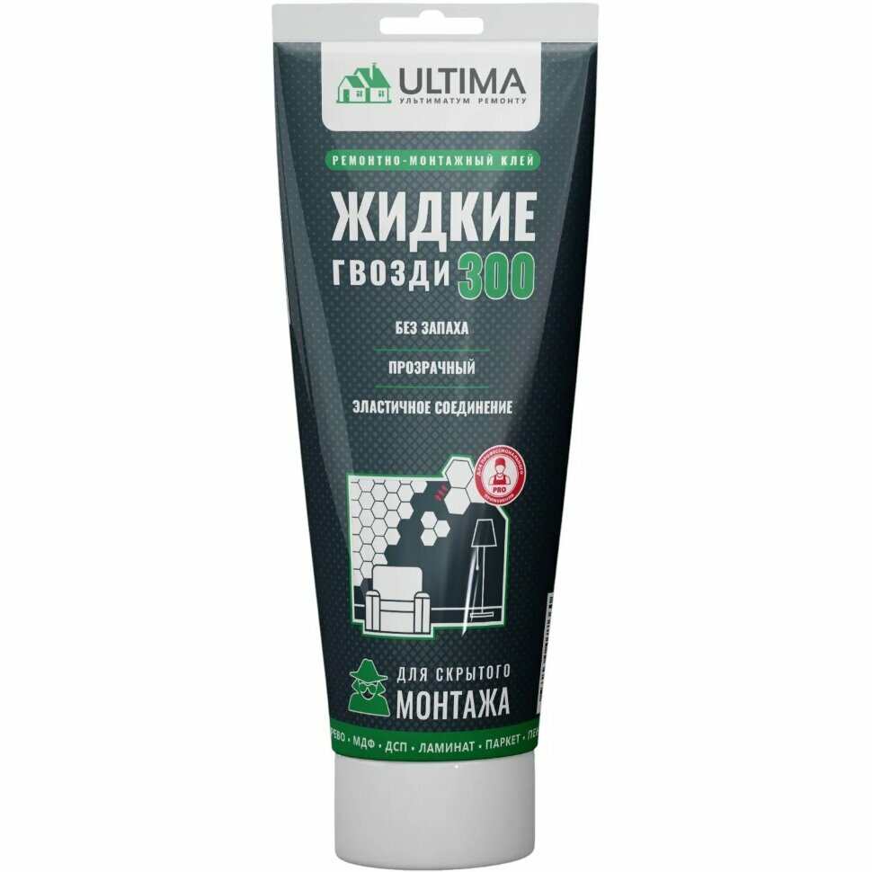 Клей акриловый ULTIMA 300 для скрытого монтажа прозрачный 250мл, 2404931