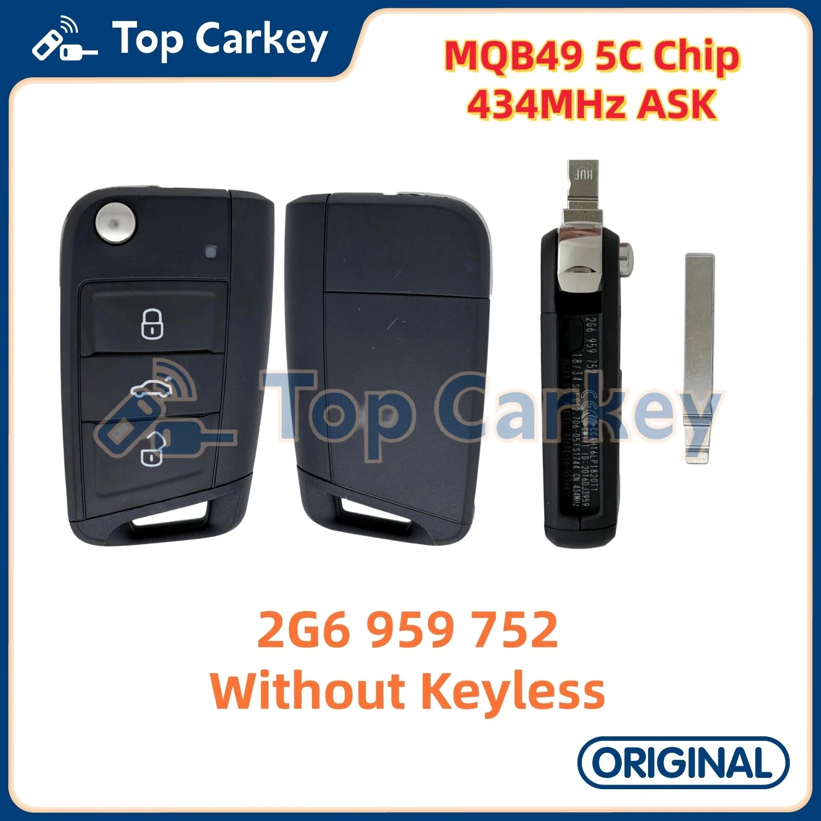 Ключ TopCarkey 2G6 959 752 MQB49 5C 434MHz