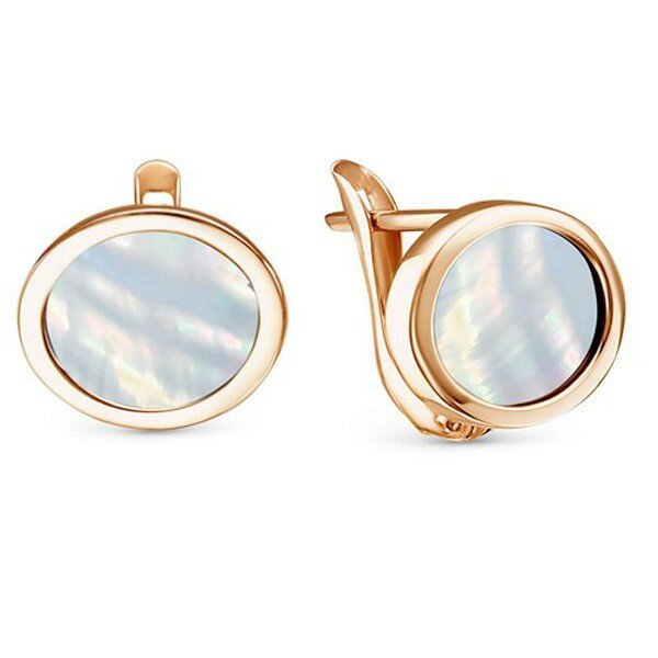 Серьги JEWELIN, красное золото, 585 проба, перламутр синтетический